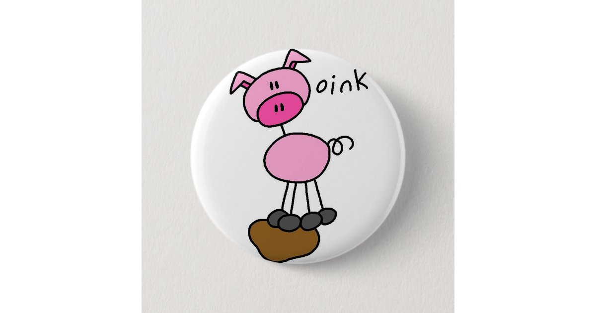 Pig Stick Figure Button | Zazzle