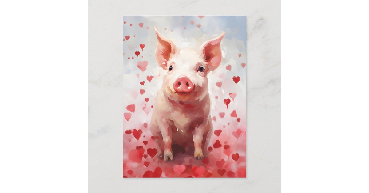 Pig Valentines day Postcard | Zazzle