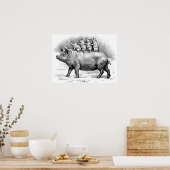 Pig with Piglets Poster | Zazzle