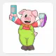 Pig with Scissors & Razor Square Sticker | Zazzle