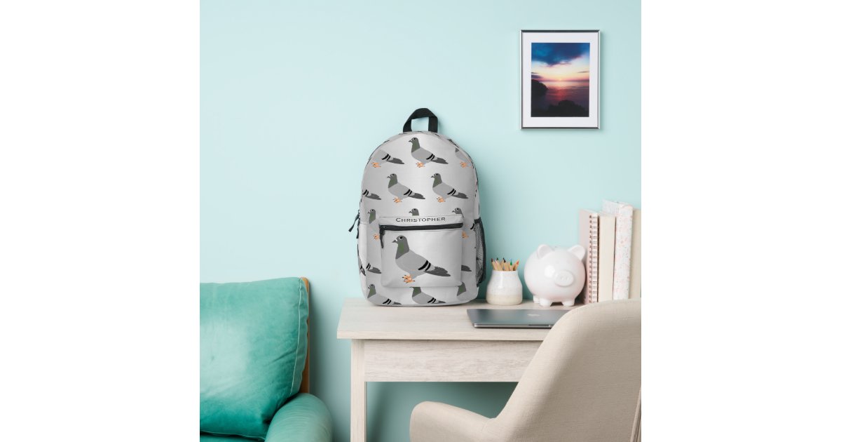 Pigeon Design Personalised Printed Backpack | Zazzle