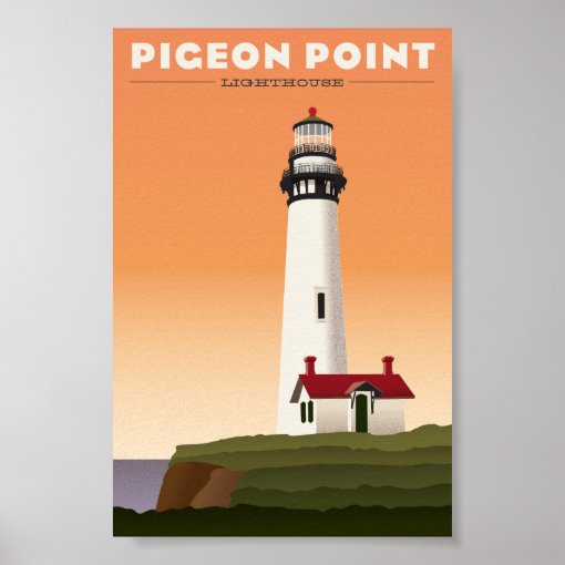 Pigeon Point Lighthouse Vintage travel poster | Zazzle