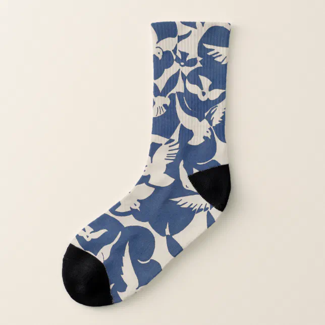 Pigeons in white and blue pattern Sock Socks | Zazzle