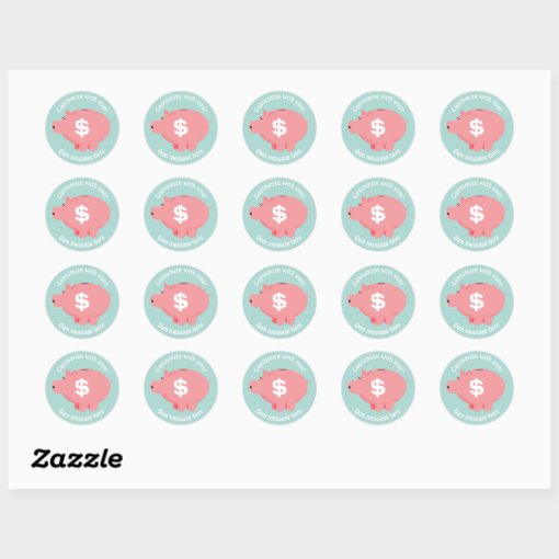 Piggy Bank Classic Round Sticker | Zazzle
