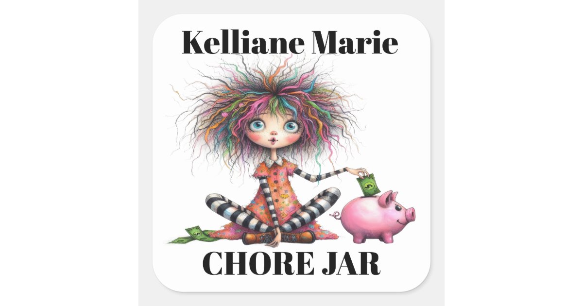 Piggy Bank Square Sticker | Zazzle