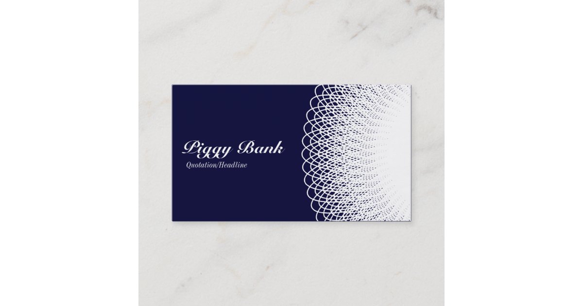 Piggy Bank - White on Deep Blue 000033 Business Card | Zazzle