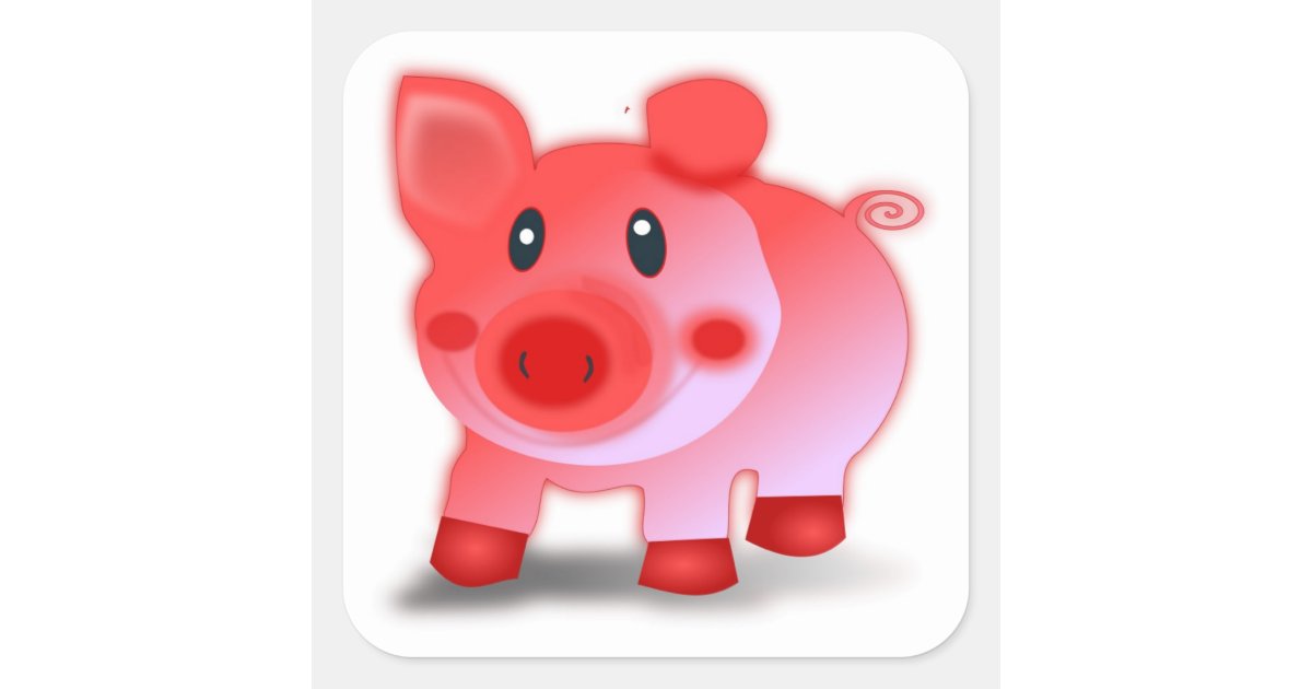 PIGGY PIGLET SQUARE STICKER | Zazzle