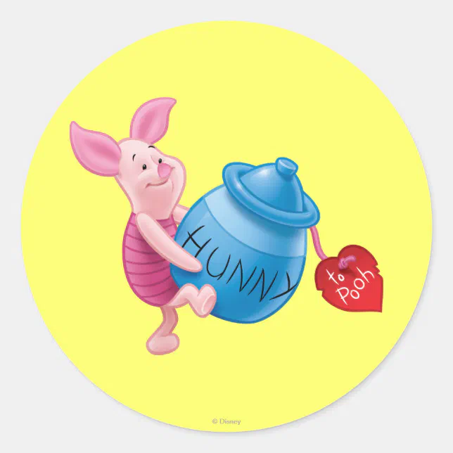 Piglet and Hunny Pot Classic Round Sticker | Zazzle