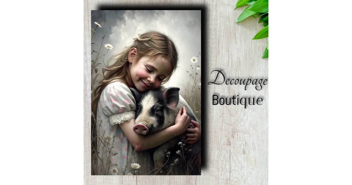 Piglet Hug Decoupage Tissue Paper | Zazzle