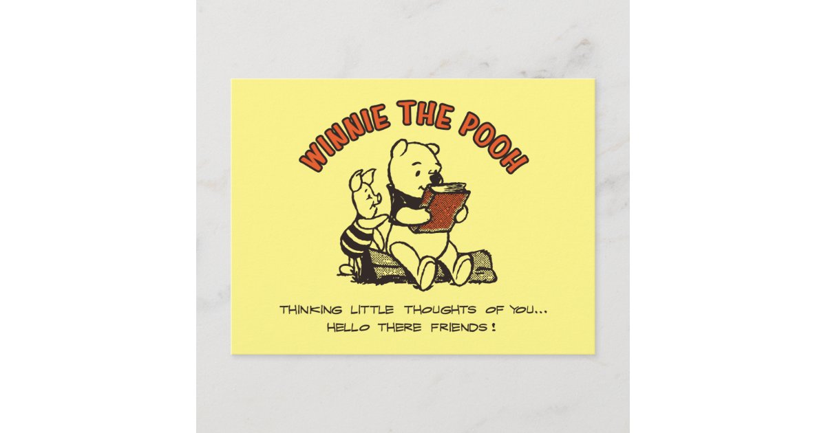 Piglet & Pooh - Thinking Little Thoughs of You Postcard | Zazzle