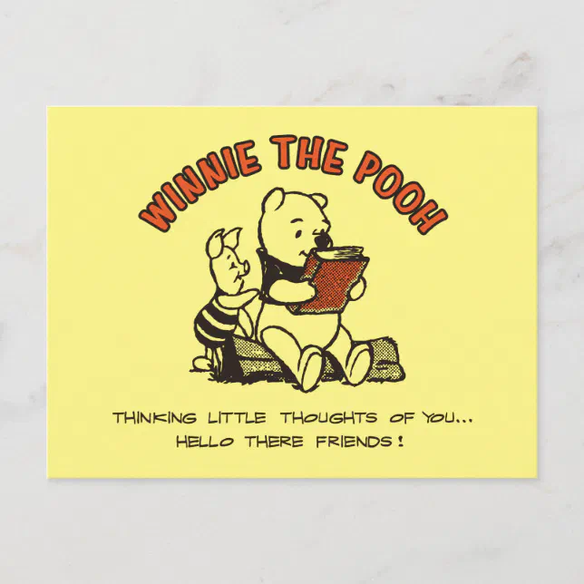 Piglet & Pooh - Thinking Little Thoughs of You Postcard | Zazzle