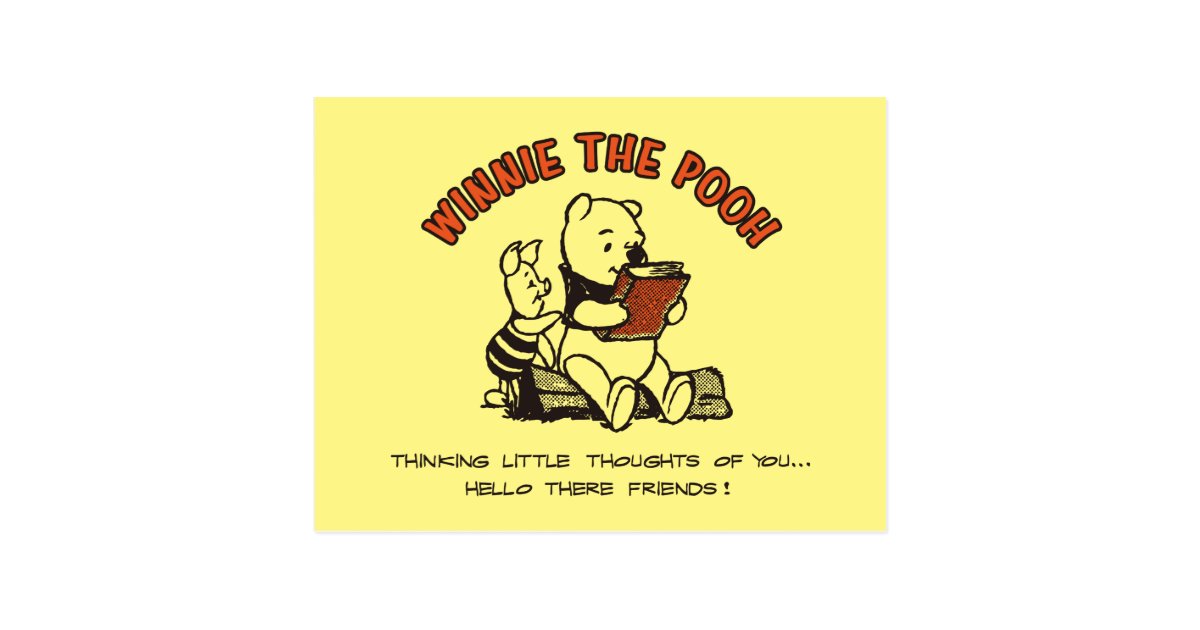 Piglet & Pooh - Thinking Little Thoughs of You Postcard | Zazzle.com