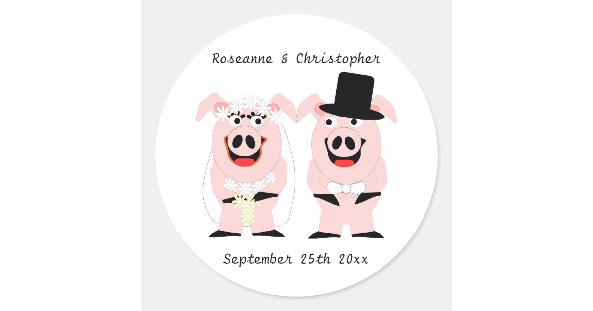 Pigs Bride And Groom Sticker | Zazzle