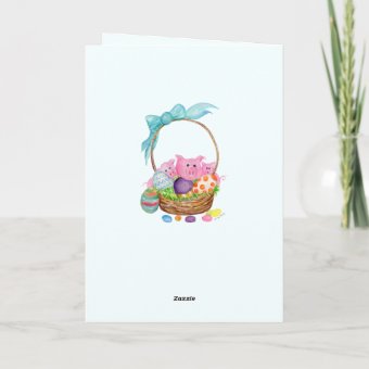 Pigs Happy Easter Card. Pigs, eggs, Easter basket Holiday Card | Zazzle