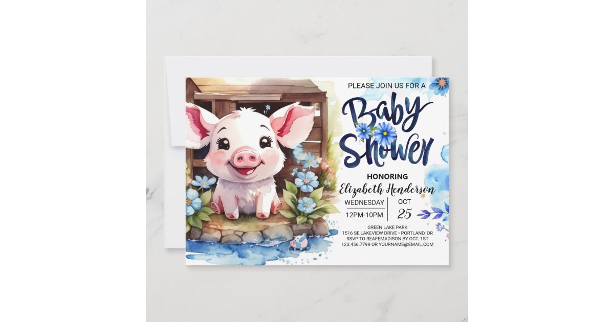 Pig's Rustic Barnyard Soiree Baby Shower Invitation | Zazzle