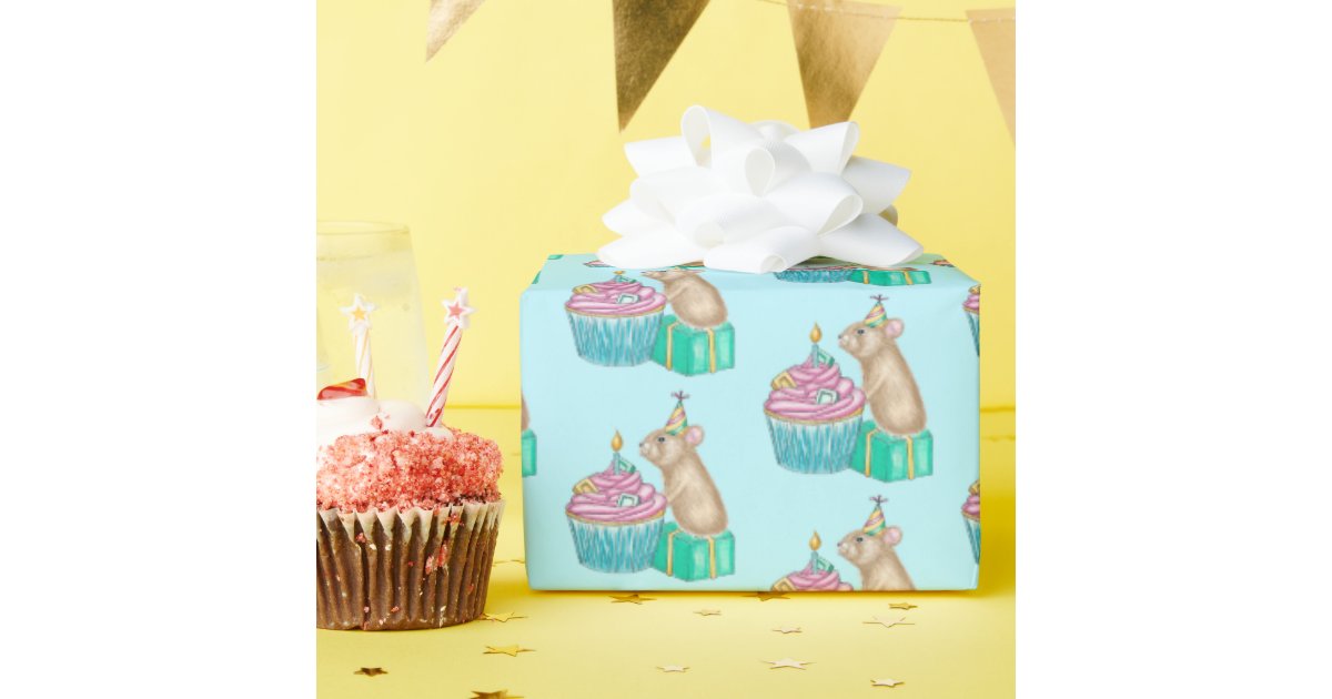 Pika Happy Birthday Cupcake Wrapping Paper | Zazzle