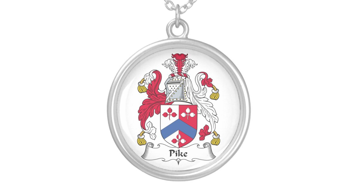 Pike Family Crest Silver Plated Necklace | Zazzle