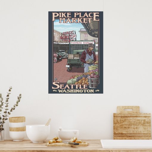 Pike Place Market - Seattle, WA Travel Poster | Zazzle