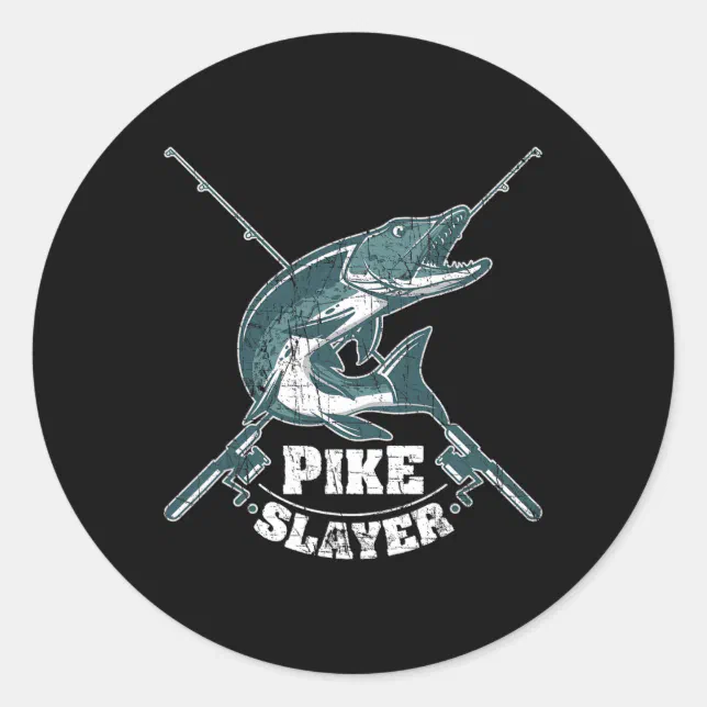 Pike Slayer Fishing Fisherman Northern Pike Classic Round Sticker | Zazzle
