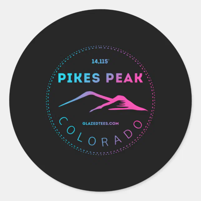 Pikes Peak Colorado Mountain Adventure Classic Round Sticker | Zazzle
