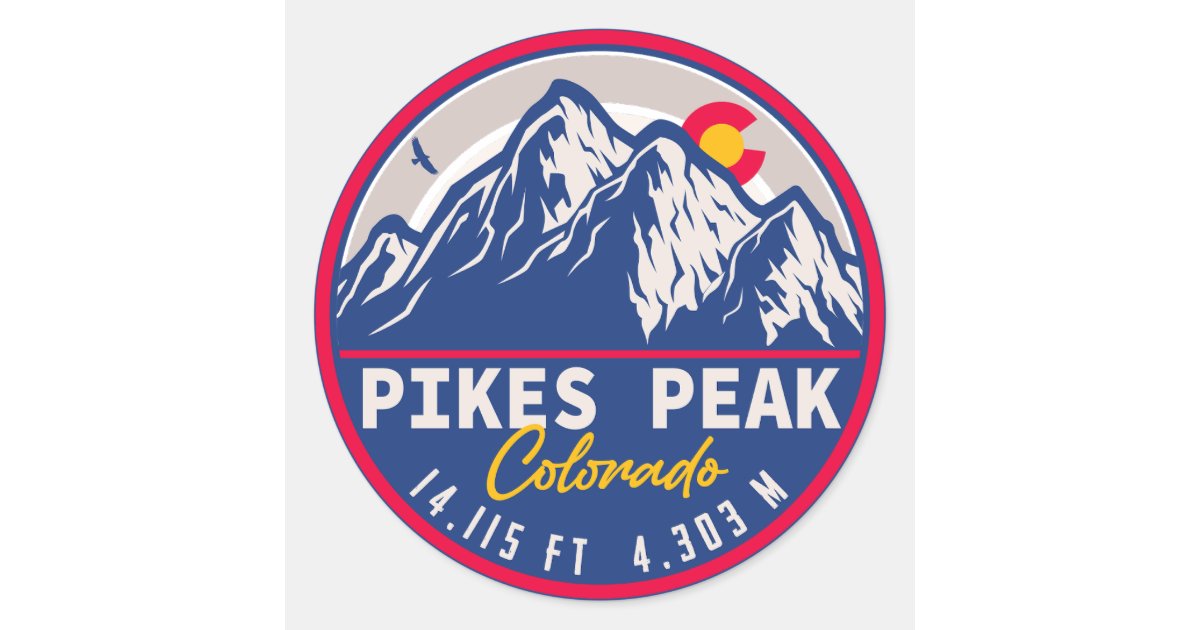 Pikes Peak Colorado Mountain Camping Souvenirs Classic Round Sticker ...