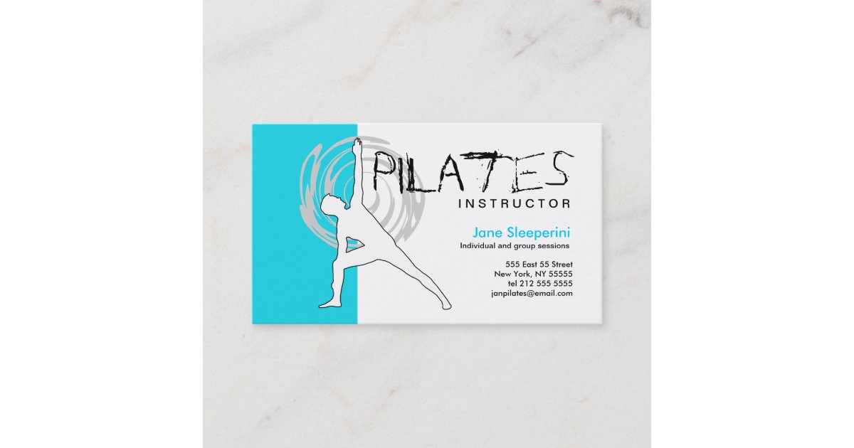Pilates Instructor Business Card Blue | Zazzle