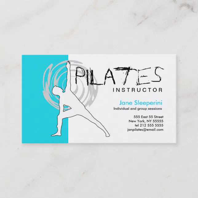 Pilates Instructor Business Card Blue | Zazzle