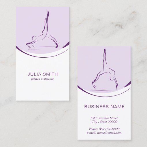 Pilates instructor card with two pilates poses | Zazzle
