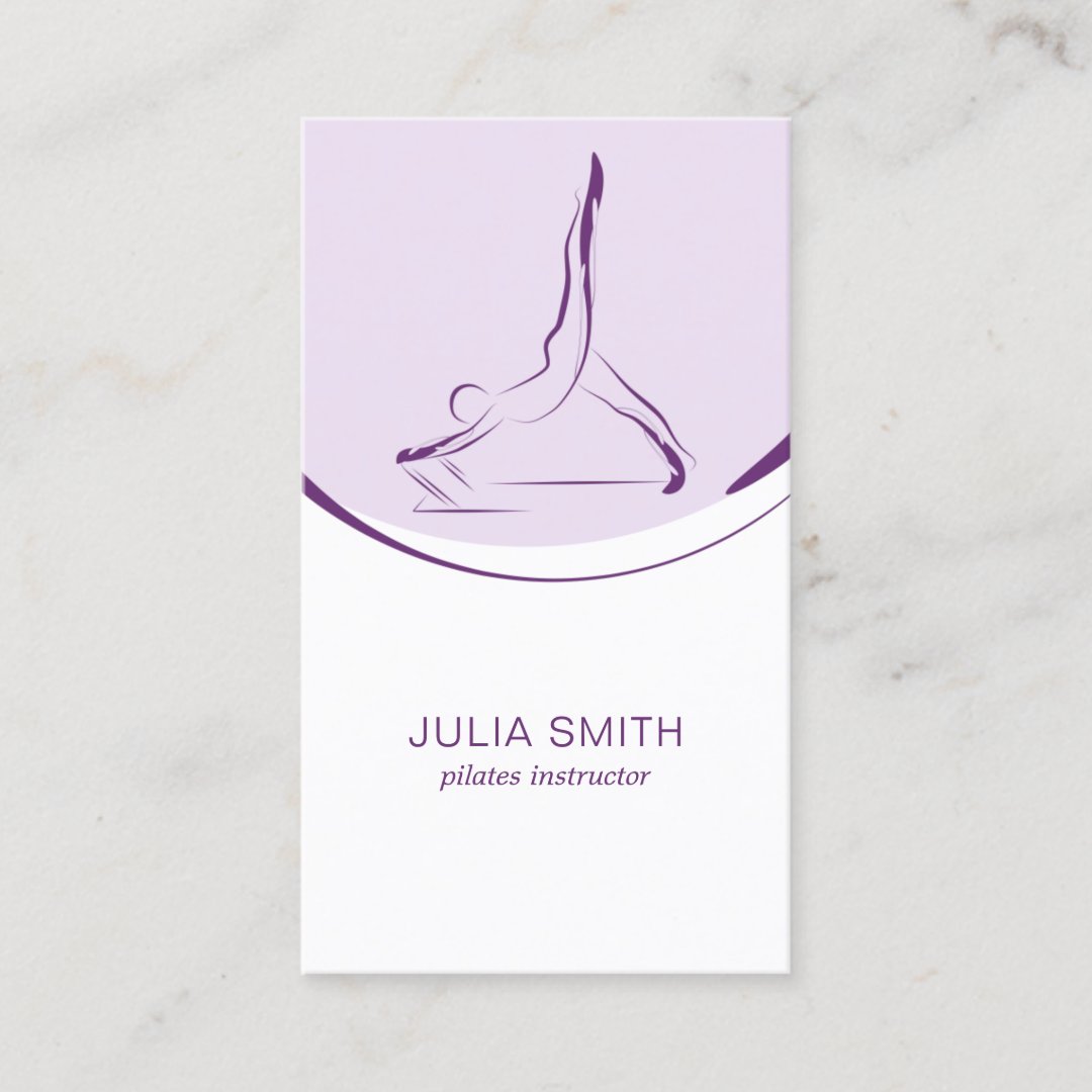 Pilates instructor card with two pilates poses | Zazzle