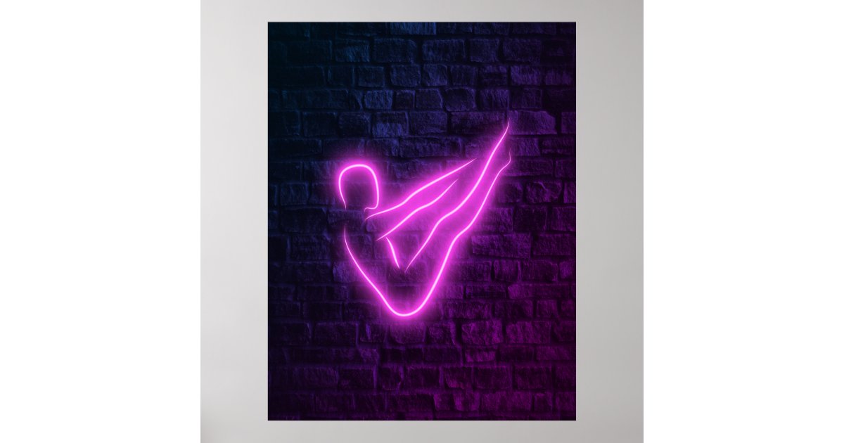 Pilates - rocker neon pose poster | Zazzle