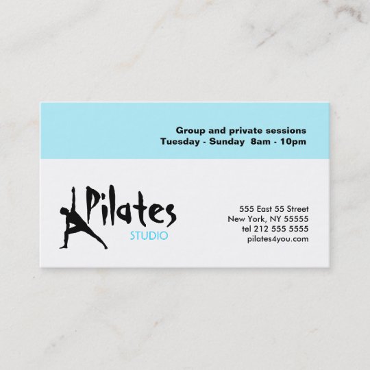 Pilates Studio Business Card White Blue | Zazzle.com