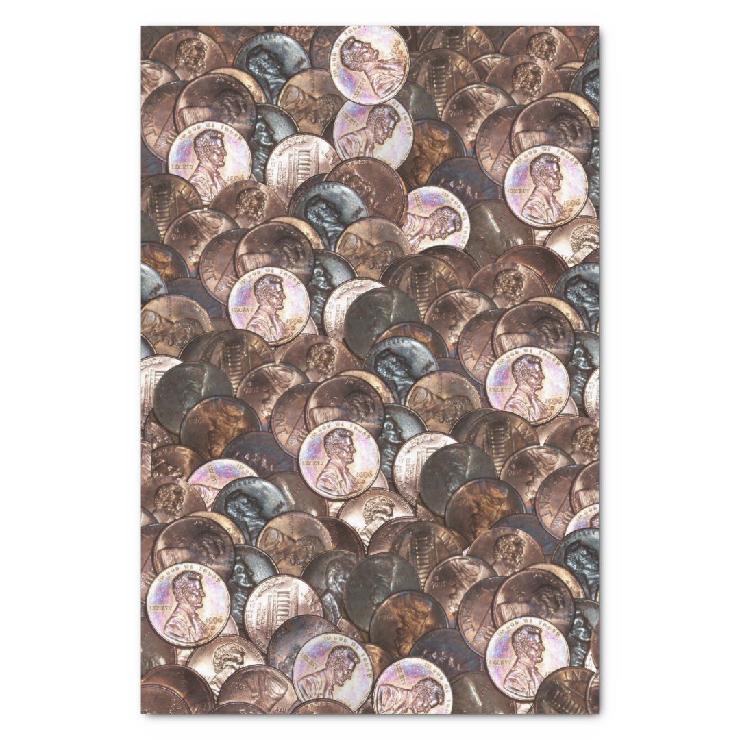 Pile of Pennies - One Cent Penny Spread Background Tissue Paper | Zazzle