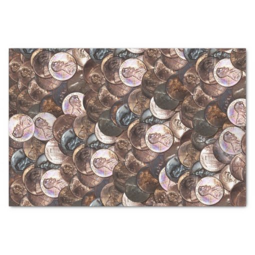 Pile of Pennies - One Cent Penny Spread Background Tissue Paper | Zazzle
