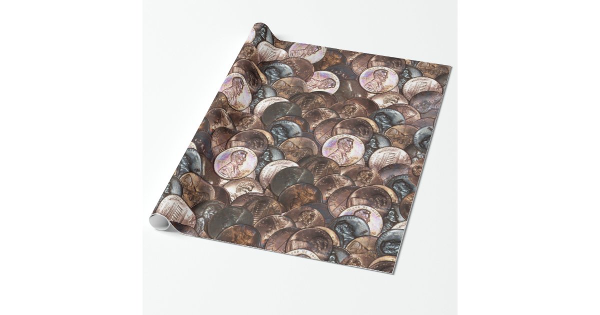 Pile of Pennies - One Cent Penny Spread Background Wrapping Paper | Zazzle