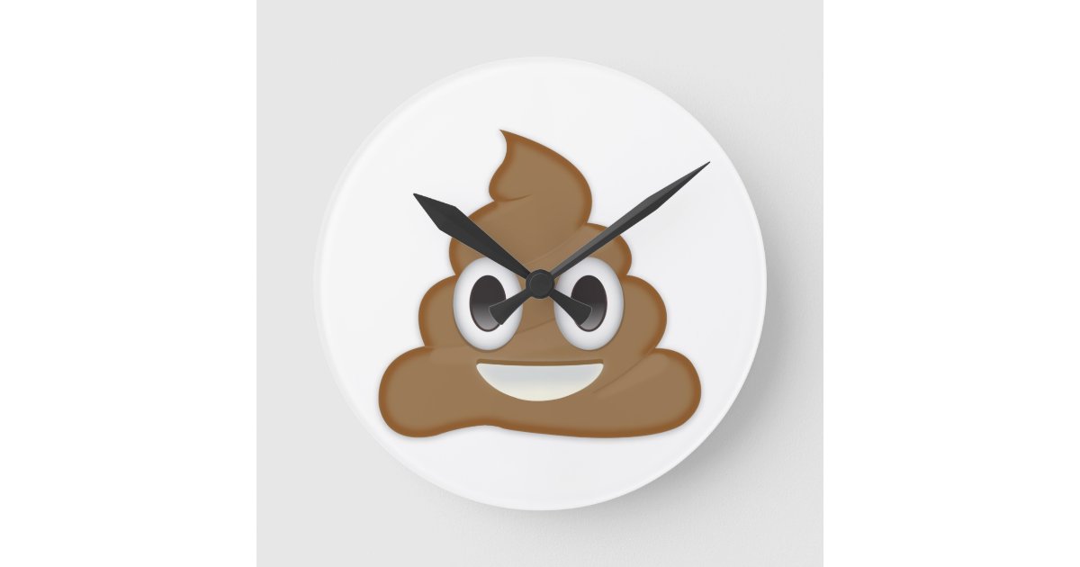 Pile Of Poo Emoji Round Clock | Zazzle