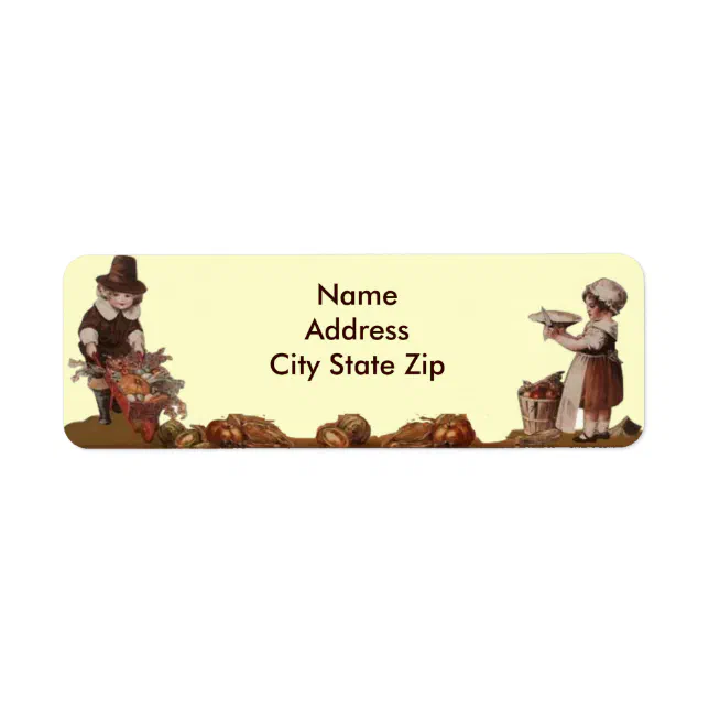 Pilgrim Children Vintage Thanksgiving Label | Zazzle
