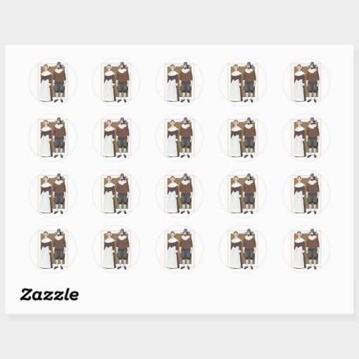Pilgrim Couple Classic Round Sticker | Zazzle