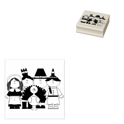 Pilgrim Family Rubber Stamp | Zazzle