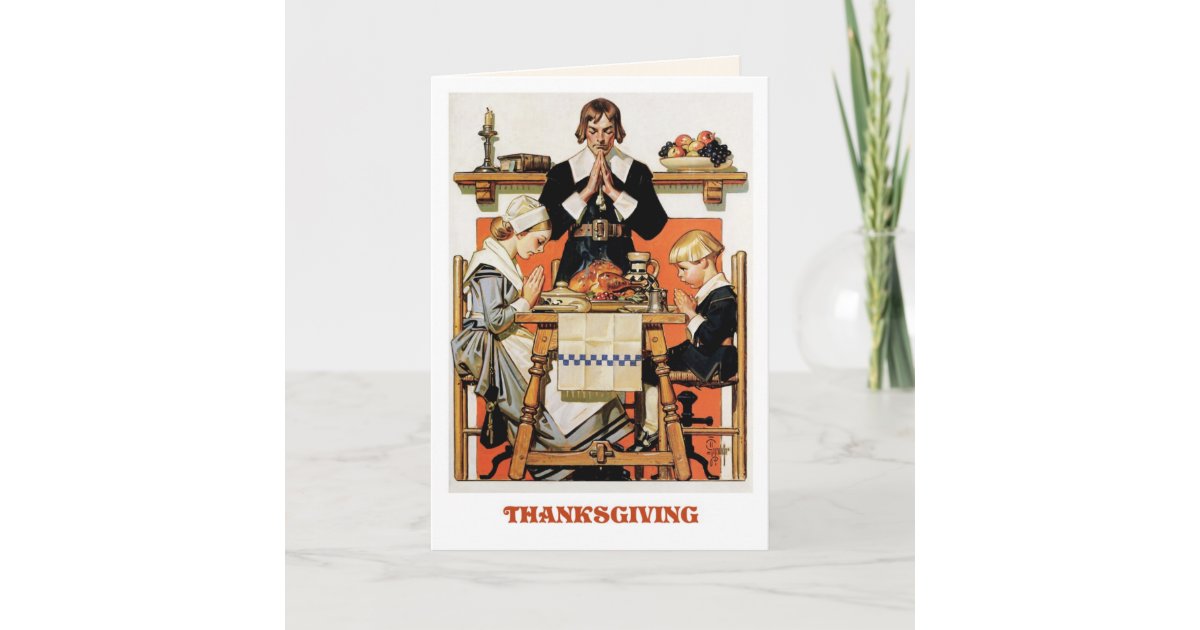Pilgrim Family. Thanksgiving Greeting Cards | Zazzle