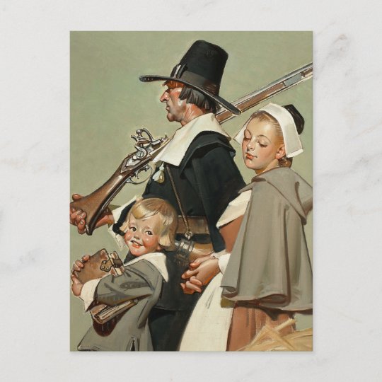 Pilgrim Family. Thanksgiving Postcards | Zazzle.com