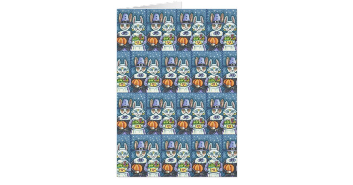 PILGRIM RABBITS THANKSGIVING GREETING CARD Blank | Zazzle