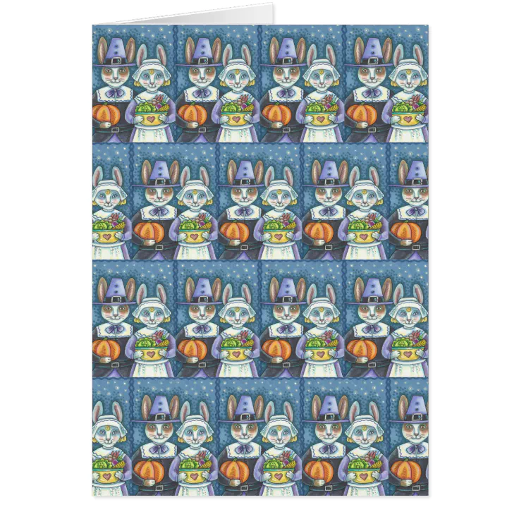 PILGRIM RABBITS THANKSGIVING GREETING CARD Blank | Zazzle