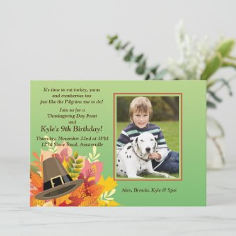 Pilgrim's Hat Birthday Photo Invitation | Zazzle