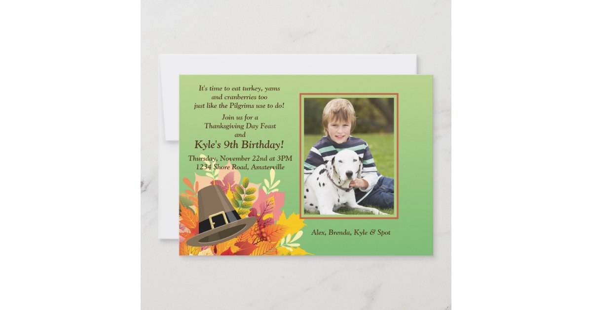 Pilgrim's Hat Birthday Photo Invitation | Zazzle