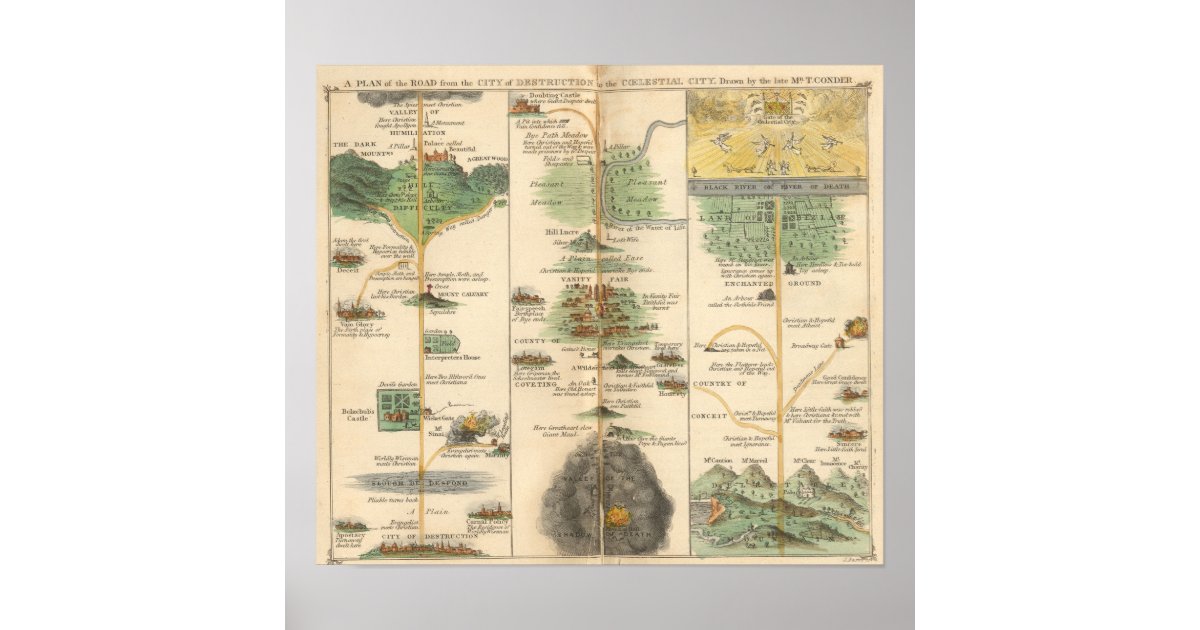 Pilgrim's Progress Map Chart | Zazzle