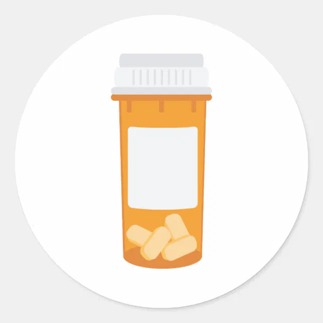 Pill Bottle Classic Round Sticker | Zazzle