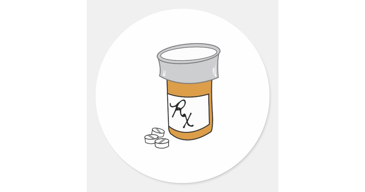 Pill Bottle Classic Round Sticker | Zazzle
