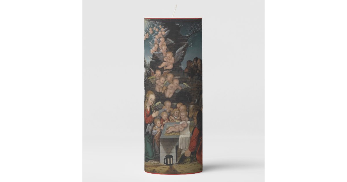 Pillar Candle CRANACH GERMAN PAINTER NATIVITY | Zazzle