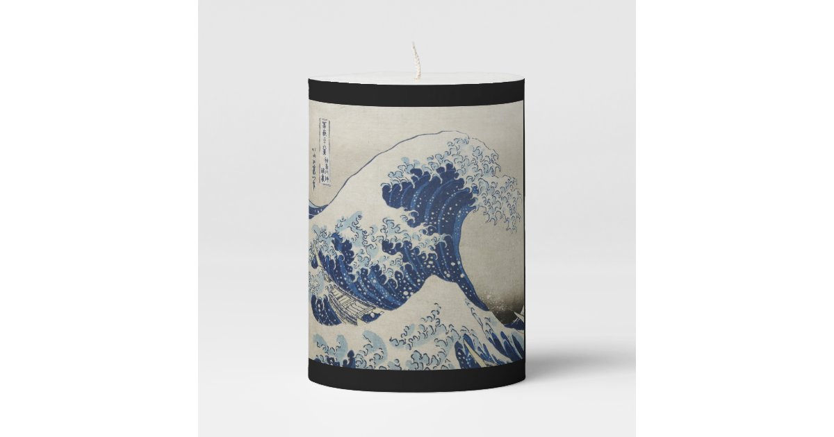 Pillar Candle with Japanese Wave | Zazzle