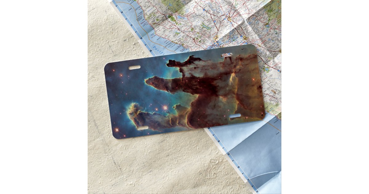 Pillars of Creation, Eagle Nebula Hubble Space License Plate | Zazzle